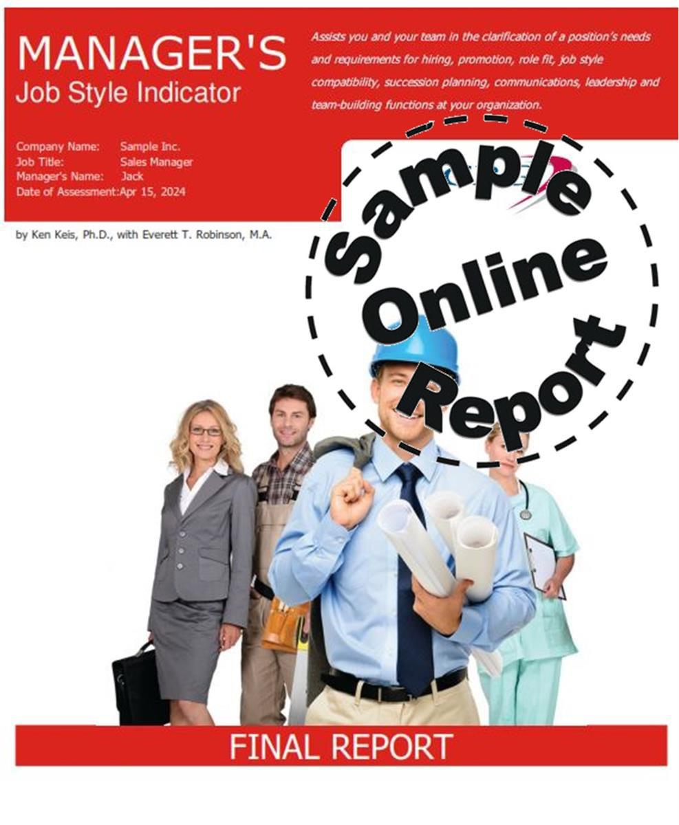 Managers Job Style Indicator Online Sample Report| Management Learning ...